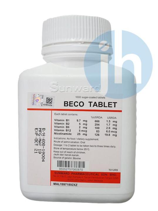 Beco Tablet - 1000's [EXP: MAY 2025] Vitamin B Complex | Lazada