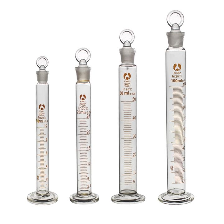 【COD】Glass Measuring Cylinder with Stopper 10/25/50/100/250/500/1000ml ...