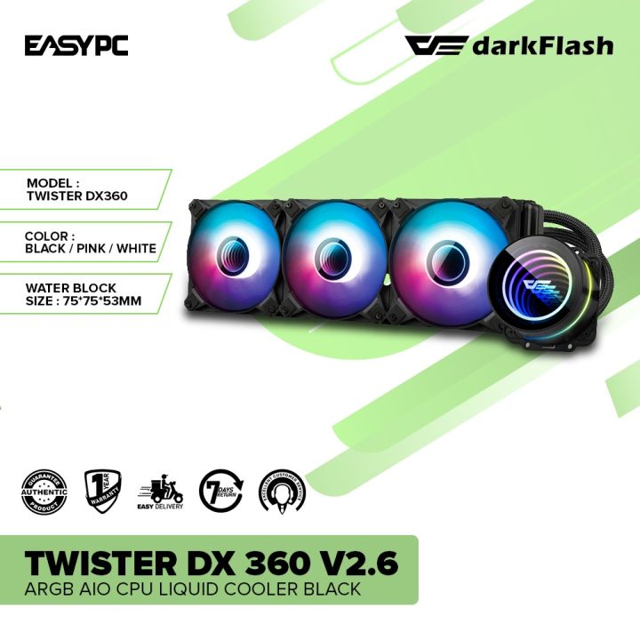 EasyPC | DarkFlash Twister DX 240 V2 or V2.6 / DX 360 V2.6 ARGB Black and White ARGB AIO CPU ...