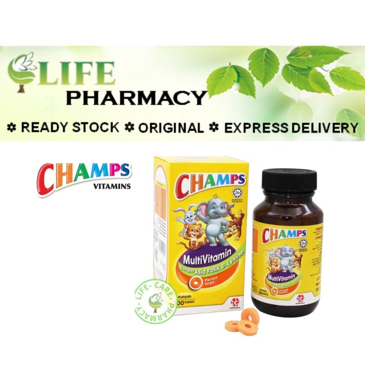 Champs Multivitamins PLUS Folic Acid & Lysine Chewable Tablets - Orange ...