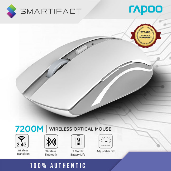 Rapoo 7200M Silent Bluetooth Wireless Mouse 2.4G 10M Silent Multiple ...