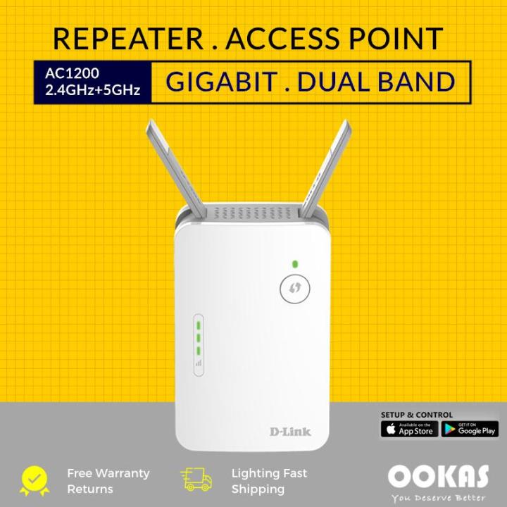 D-LINK Gigabit AC1200 WiFi Range Extender Dual Band 2.4GHz + 5GHz ...