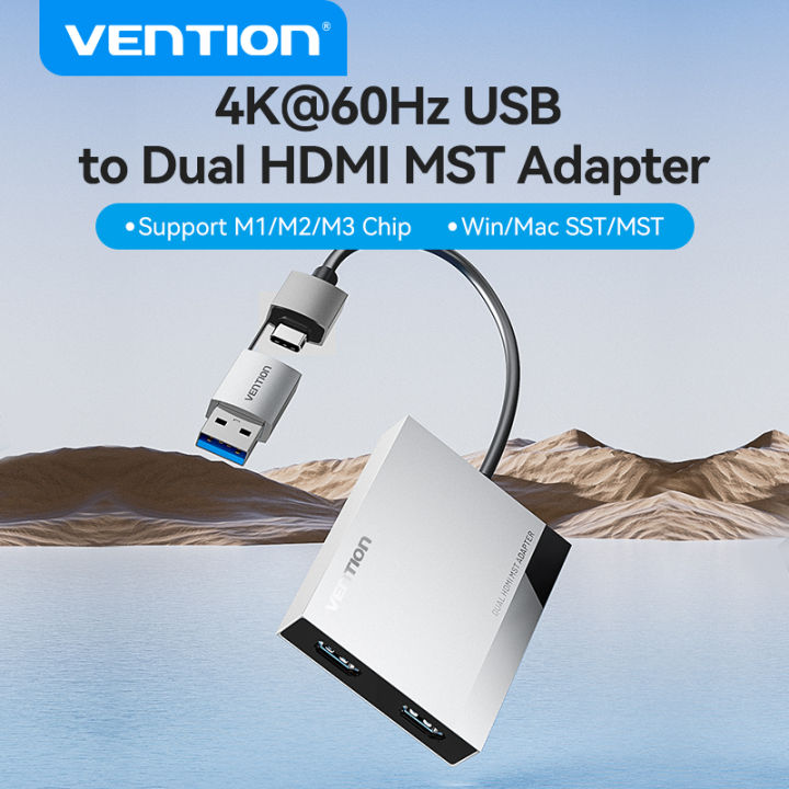 Vention USB to Dual HDMI MST Adapter 4K 60Hz with DisplayLink Chip for ...