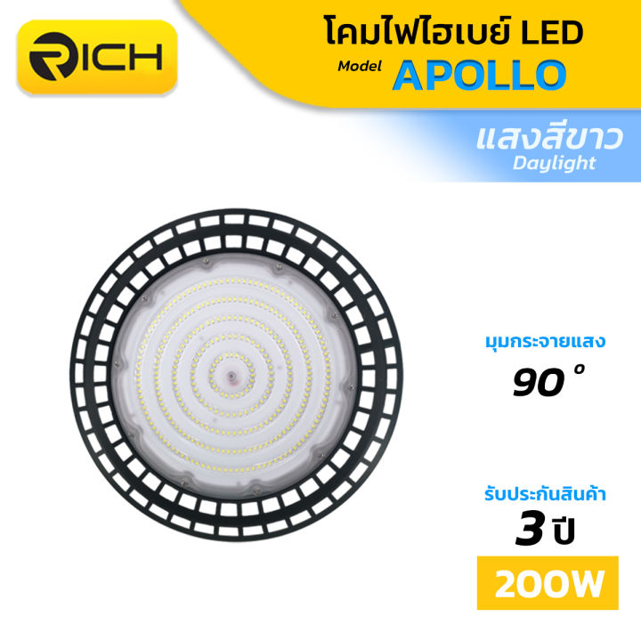 RICH LED โคมไฮเบย์ LED รุ่น APOLLO 200W Reflector 90 องศา แสงสีขาว รับ ...