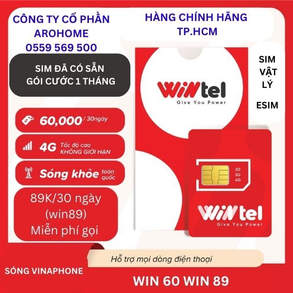Chưa kích hoạt .Sim 4G Wintel Win60P Win89 KHÔNG GIỚI HẠN data tốc độ ...