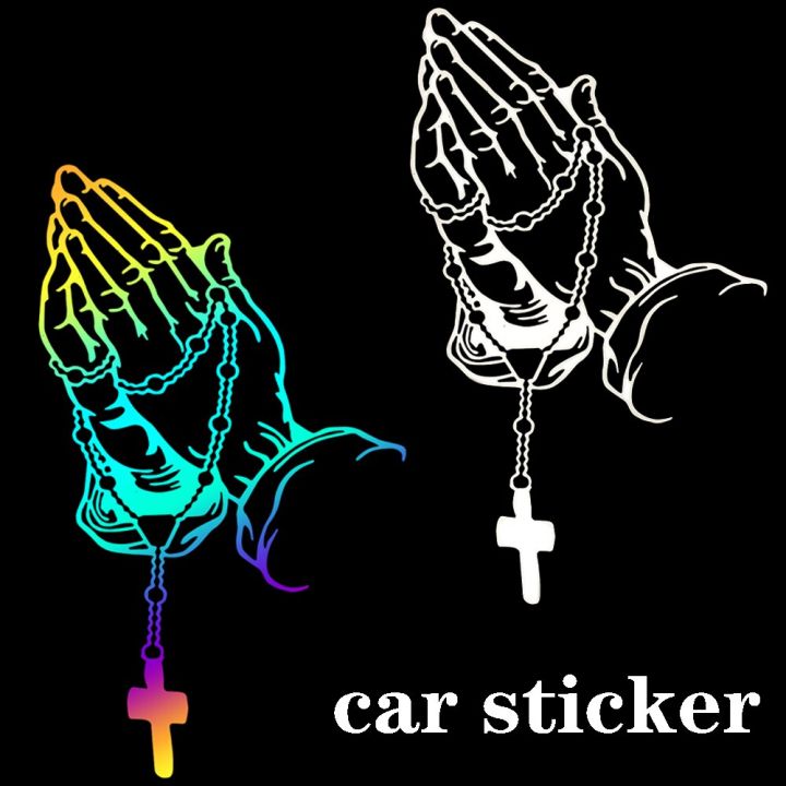 Car Sticker Prayer Gesture Laser God Jesus Christ Personalized Rosary ...