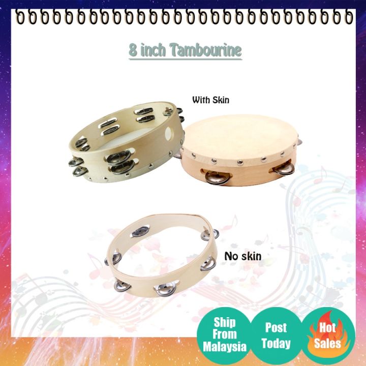 Wooden 8 Inch Tambourine Alat Muzik Percussion Early Learning ...