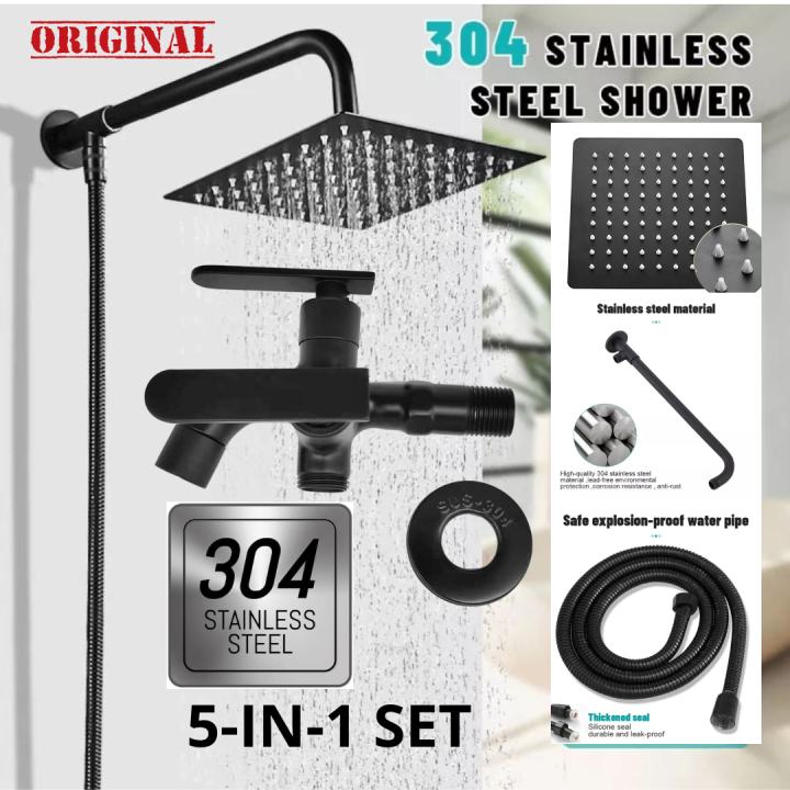 🔝Best Seller Premium Quality Black Stainless Steel SUS304 Shower Set ...