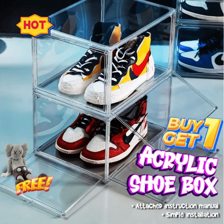 Acrylic Shoe Box (Side Drop / Front Drop) Stackable Cabinet Acrylic ...