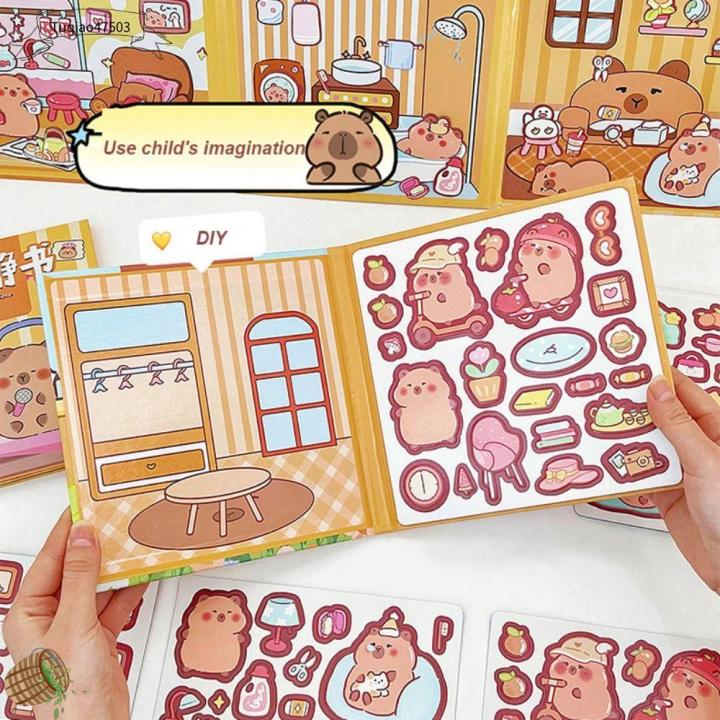 TUQIAO47503 Kawaii Capybara Toy Capybara Cartoon Scene Sticker Book ...