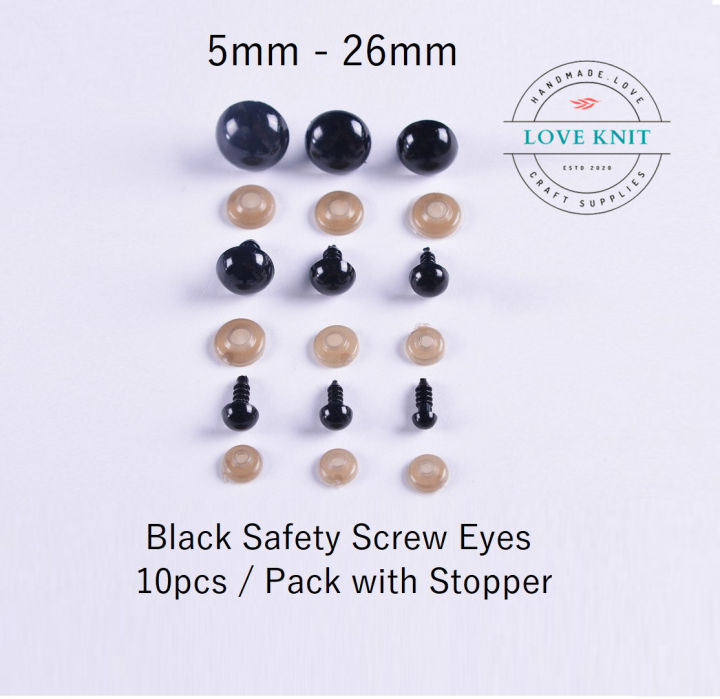 5mm 26mm🇲🇾ready Stock🇲🇾现货 Plastic Black Safety Doll Eyes Screw Eyes With Stopper Doll Eye Black