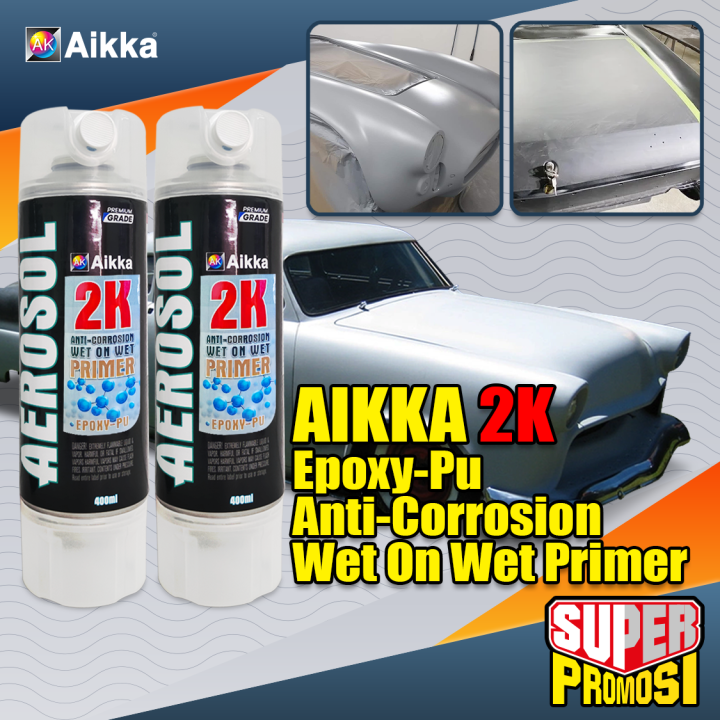 Aikka 2K Expoxy-PU Primer 400ML Grey Primer Aerosol Spray Anti-Corrosion Surfacer Spray ...