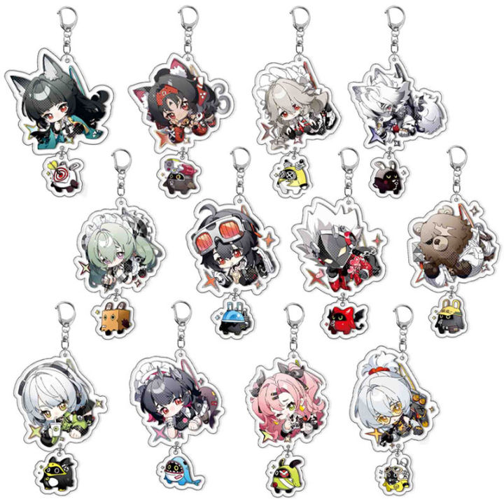 Game Zenless Zone Zero Anby Nicole Pendant Figure Acrylic Keychain Keyring Collection Model ...