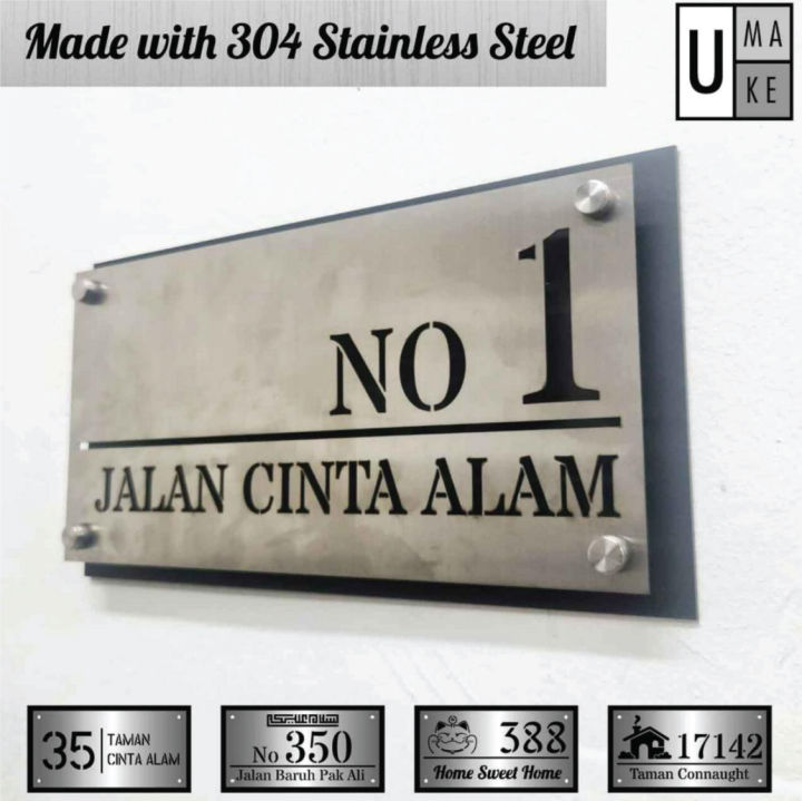 Stainless Steel 304 Laser House Plate Address Nombor Rumah Tanda Rumah ...