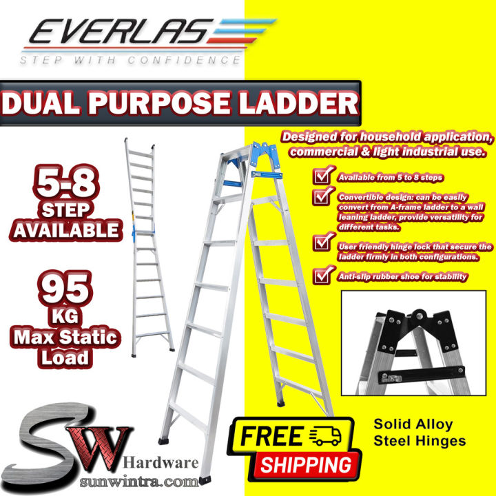 [FREE SHIPPING] EVERLAS DUAL PURPOSE LADDER 5 - 8 STEP AVAILABLE 双用楼梯 ...