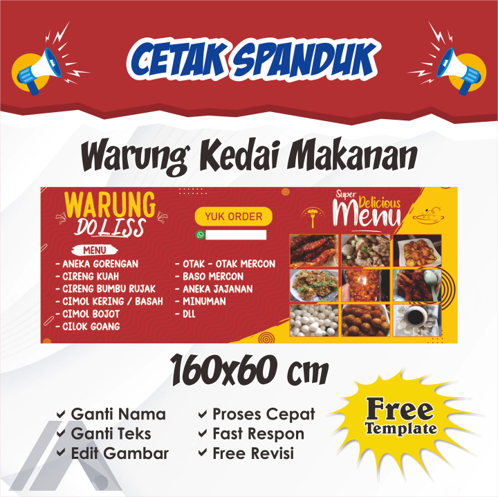 cetak banner spanduk warung kedai kekinian bisa custom 160x60cm ...