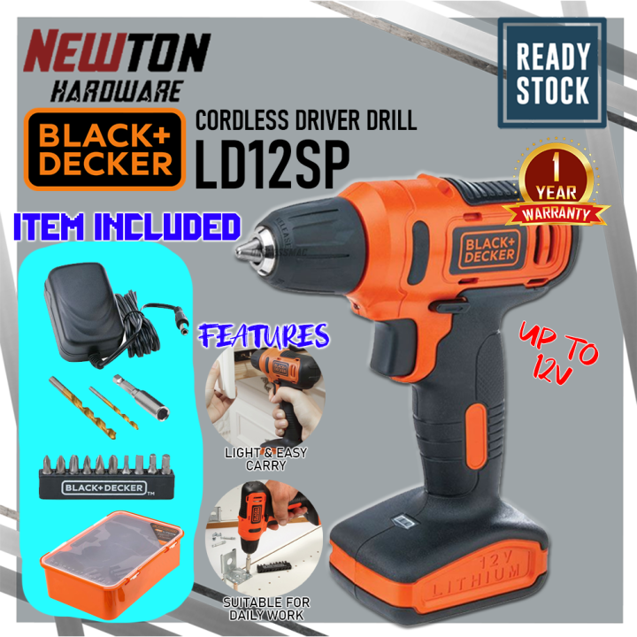 ''BLACK & DECKER'' CORDLESS DRIVER DRILL + 13PCS ACC 12V LD12SP | Lazada