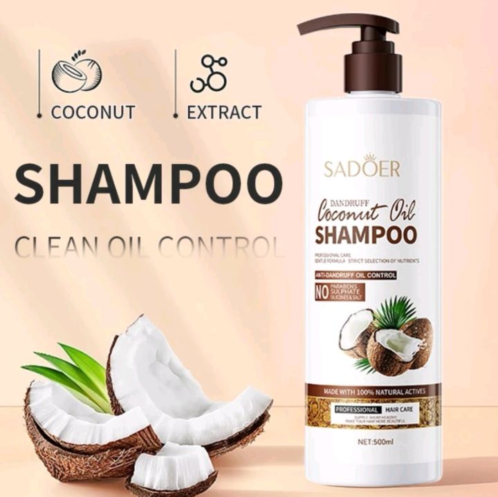 Coconut Oil Shampoo Anti-Dandruff Refreshing Control Oil Fluffy Repair Frizz Hair Shampoo 500ml ...