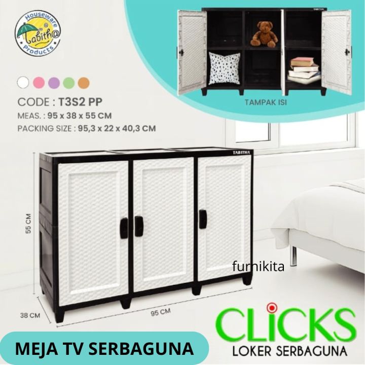 LEMARI PLASTIK SERBAGUNA TABITHA CLICKS T3 S2 PINTU PANJANG [TABBOX] | Lazada Indonesia