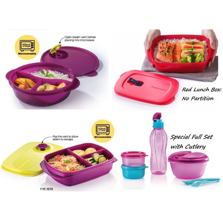 Tupperware Reheatable Divided Lunch Box Set , Crystalwave, Jollitup ...