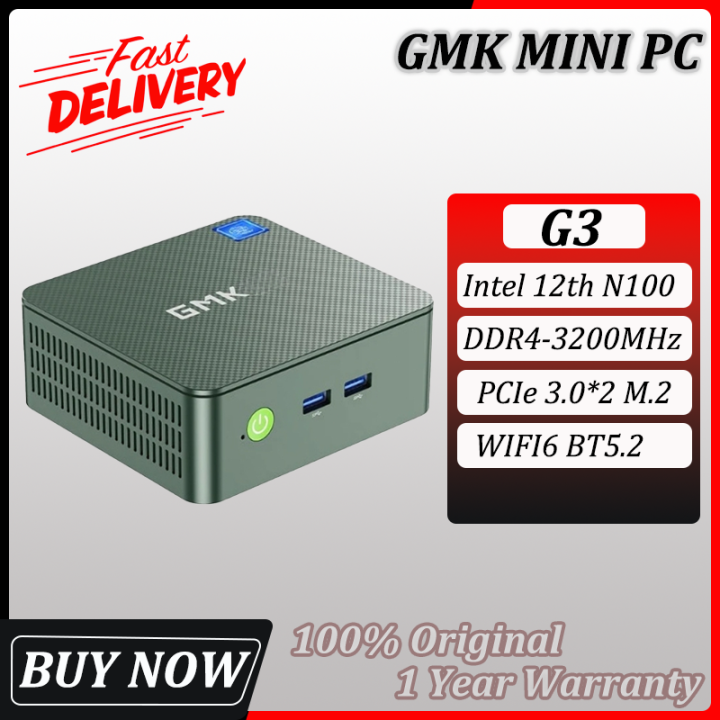 GMK G3 PC In 12th N100 Max 3.4GHz DDR4 3200MHz PCIe 3.0 M.2 2280 SSD Windows 11 Pro 2.5G LAN ...