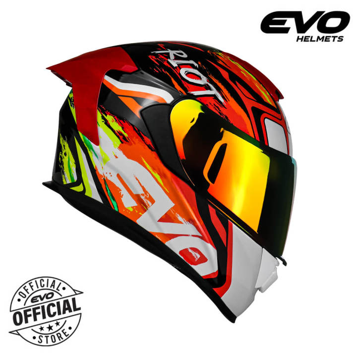 EVO GT-PRO Riot Dual Visor Full Face Helmet with Free Clear Lens ...