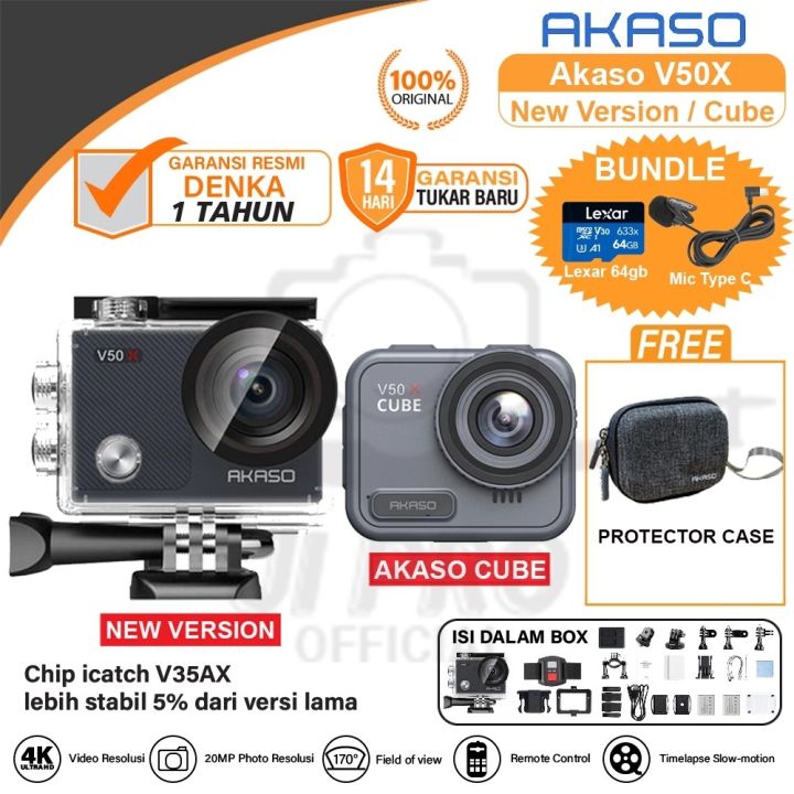 Akaso V50X Cube 4K Action Cam Camera New Version - V50 X / V 50X 4K Type-C Garansi Resmi ...