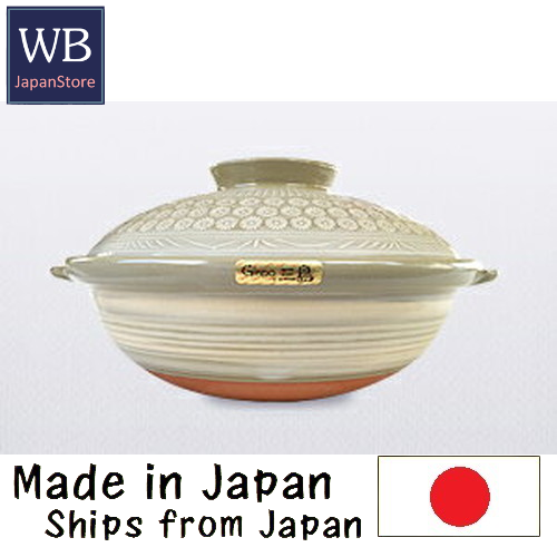 Japanese Earthenware pot Clay pot Donabe Shallow clay pot 27cm 2L 9gou ...