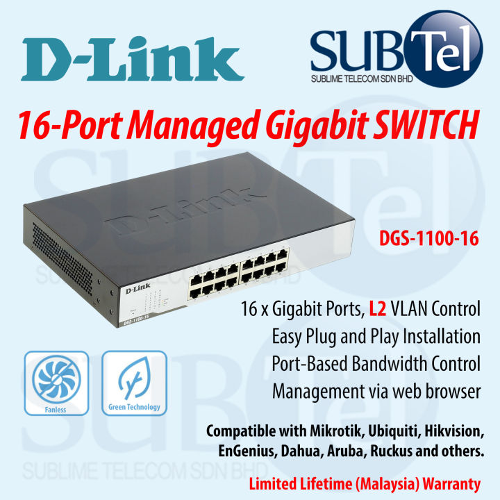 D-Link DGS-1100-16 16-Port Gigabit Managed Switch 16 Port Networking ...