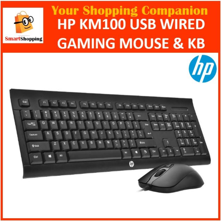 HP KM100 Waterproof USB Wired Gaming Keyboard and Mouse Combo Plug and ...