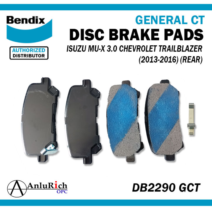 BENDIX BRAKE PAD REAR SET for ISUZU MU-X 3.0 | CHEVROLET TRAILBLAZER (2013-2016) DB2290 GCT ...