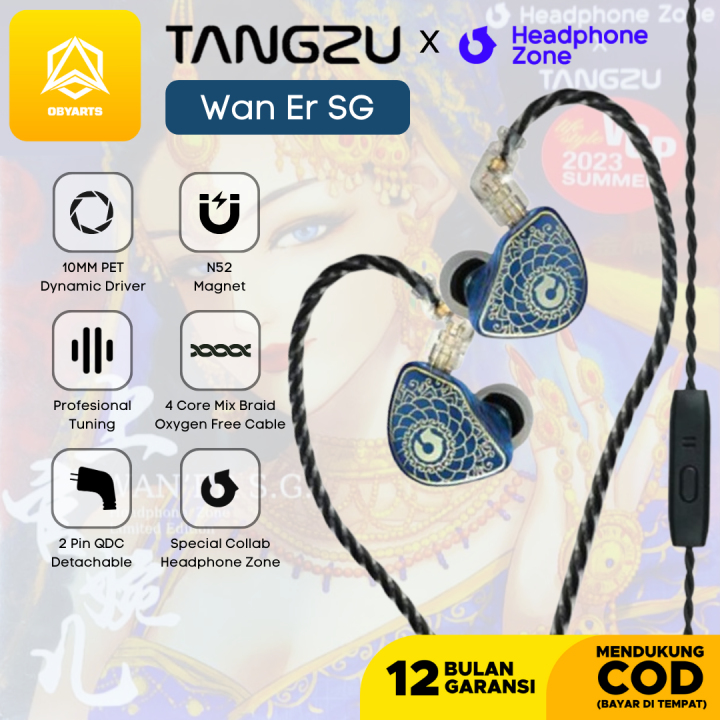 Tangzu x Headphone Zone Wan Er / WanEr Blue With Mic Dynamic Driver In ...