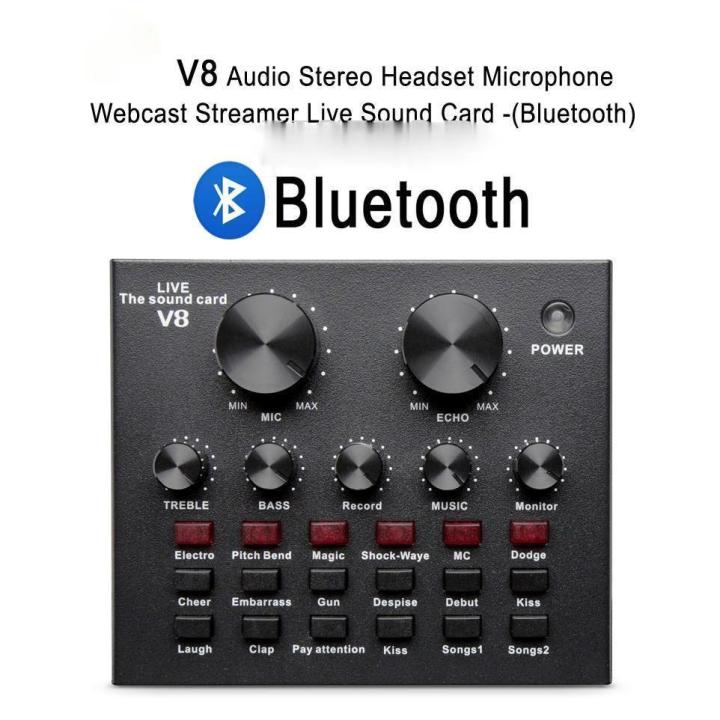 V8 Audio Stereo Headset Microphone Webcast Streamer Live Sound Card ...