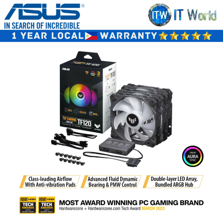 Itw | ASUS PC Fan TUF Gaming TF120 120mm ARGB - Triple Pack (Black ...