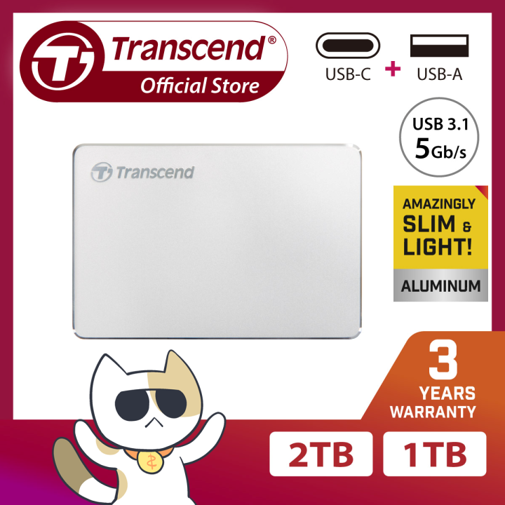 Transcend Storejet 25C3S External HDD Type-C Ultra Slim (1TB/2TB) | Lazada
