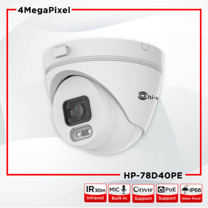 Hi-view HP-78D40PE 4MP. Dome IP Camera คมชัด 4 ล้านพิกเซล (POE) | Lazada.co.th