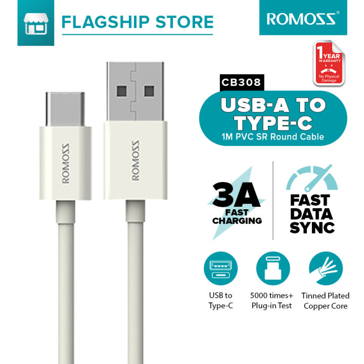 Romoss CB308 3A Charging Cable USB to Type-C Fast Charger Date Cable ...