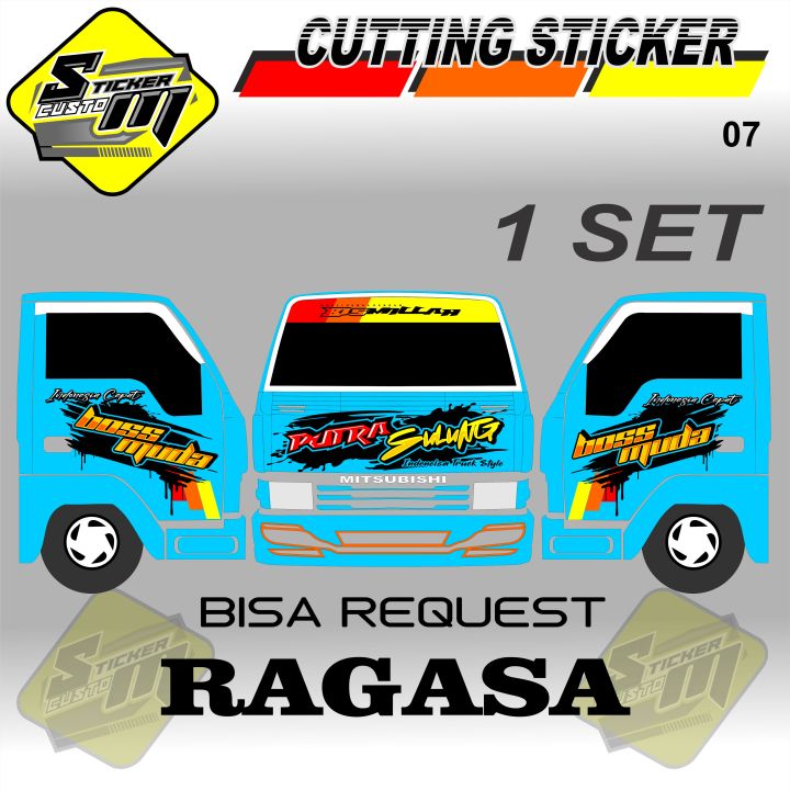STICKER CUTTING PINTU +KABIN+KACA DEPAN ATAS TRUCK GIGA CANTER RAGASA ...