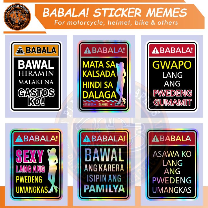 Babala Sticker Memes BAWAL HIRAMIN for Motorcycle Bike Helmet & More ...