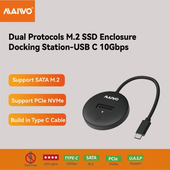 MAIWO SSD NVMe Enclosure Dual Protocols SATA M.2 Docking Station ...