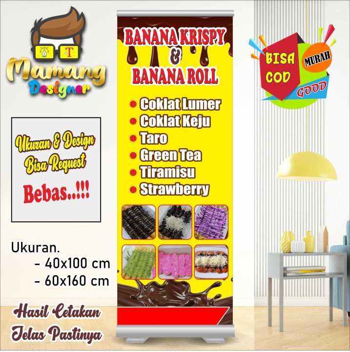 Cetak Banner MMT Spanduk Pisang Krispy dan Pisang Roll Bagus Keren bb ...