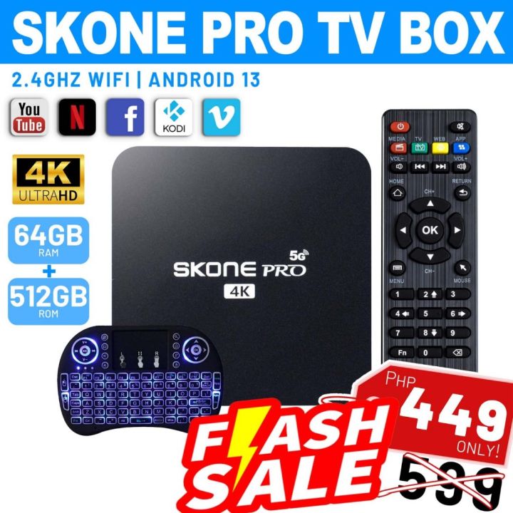 Smart TV Box Pro 4K 64GB+512GB 2.4G5G Latest Version Ultra HD WiFi Quad ...