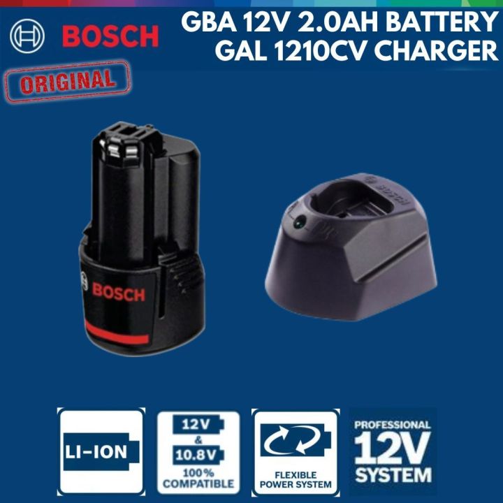 Original Bosch 12V Battery & Charger / Battery GBA 12V 2.0Ah / Charger ...