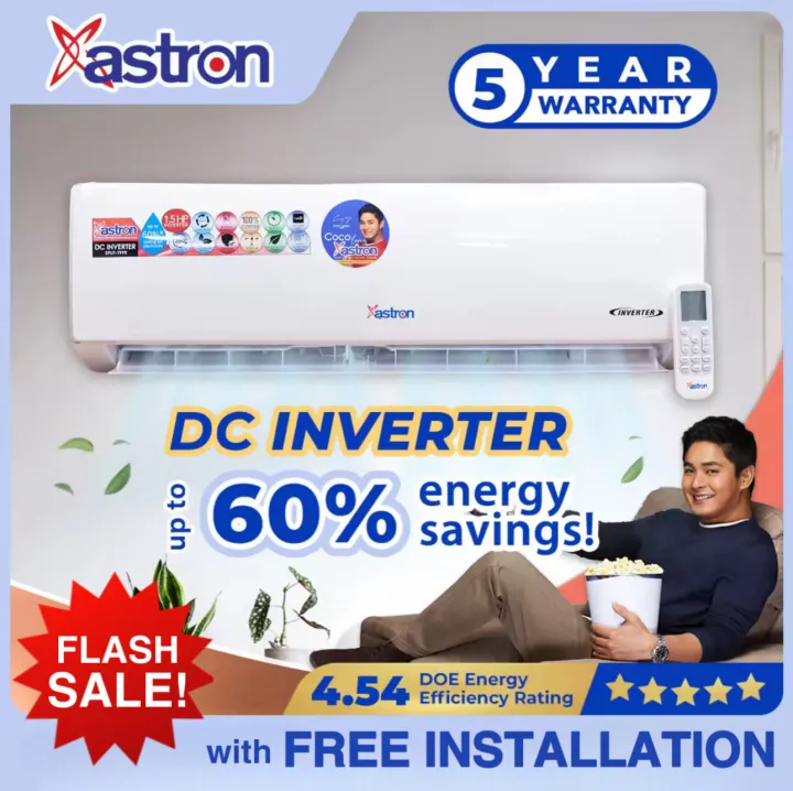 Astron T-CLSPV100 1HP Split-Type Inverter Aircon with Free Installation ...