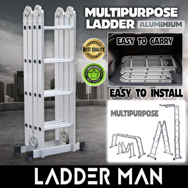 16 STEP (4.7M) / 12 STEP (3.7M) Aluminium Multipurpose Ladder Aluminium ...