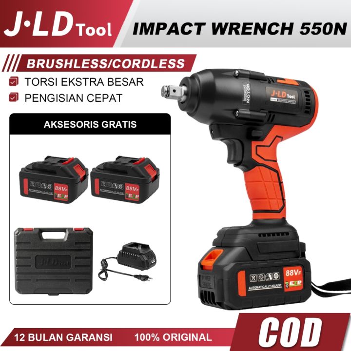 JLD Brushless impact wrench 550NM Torsi besar Mesin bor baterai 88V ...