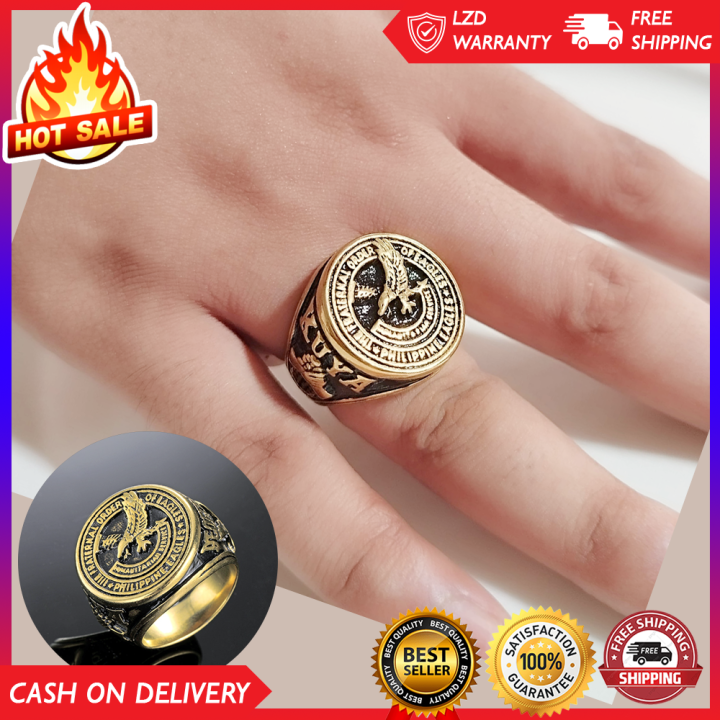 TFS44 Gold The Fraternal Order of Eagles Ring, Men's Ring, Fraternity ...