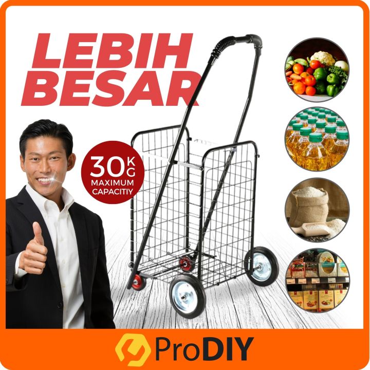 PRODIY Foldable Market Trolley Cart Troli Barang Troli Shopping Trolley ...