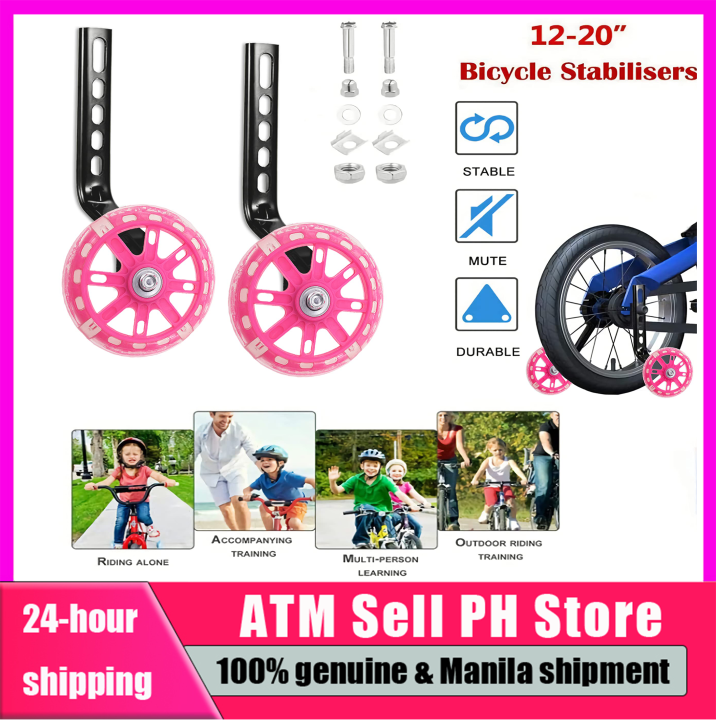 【In stock】1 Pair Bike Stabilizers Training Wheels with Lights Kids ...