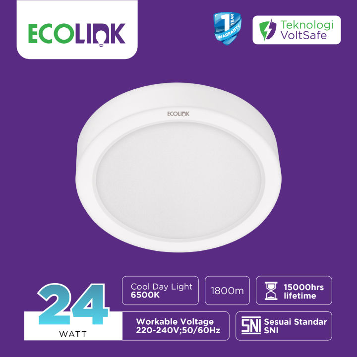 Ecolink Lampu Plafon Bulat Outbow Downlight LED 24W Putih Cool | Lazada Indonesia